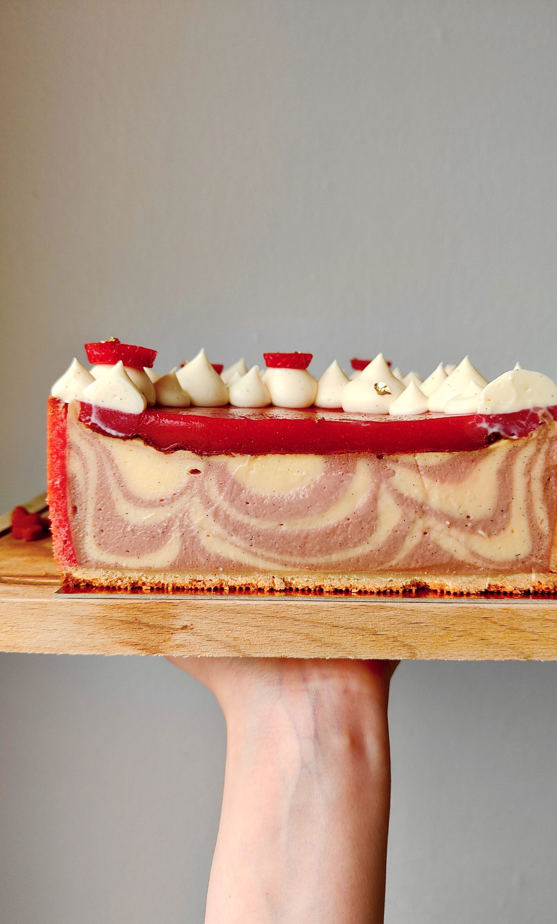 Flan Pâtissier marbré vanille fraise | Luna Pâtisse